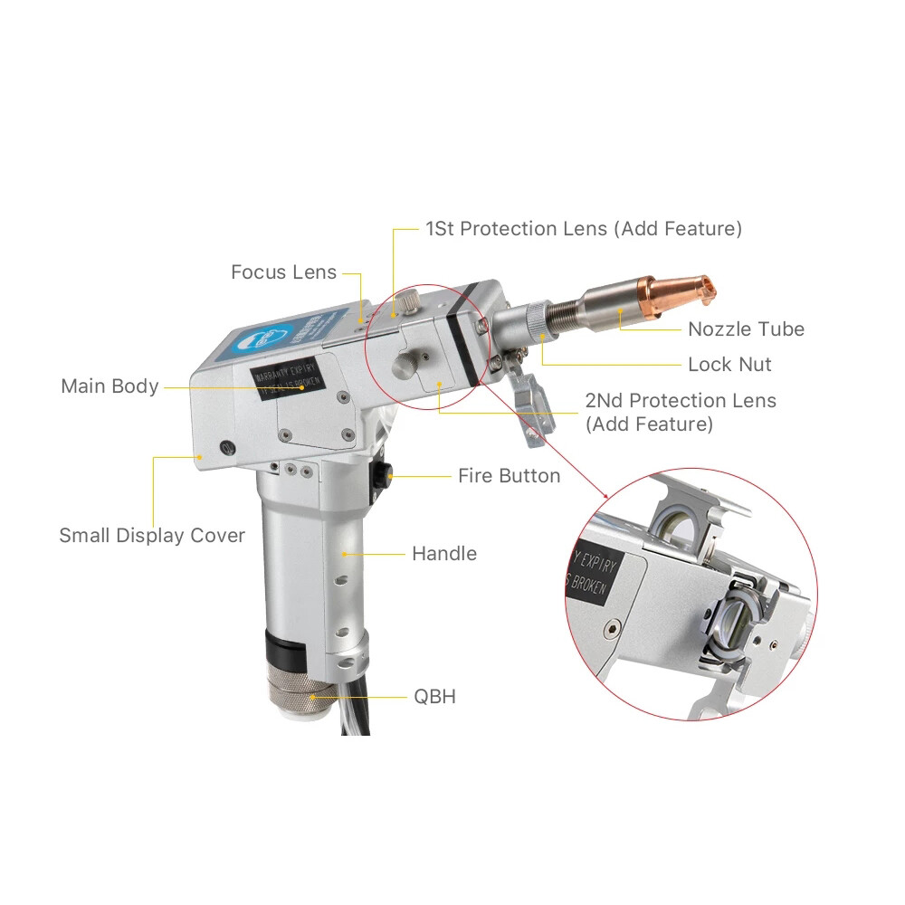 QILIN BWT20 Fiber Laser Welding Gun BWT20C Wobble Cleaning Head Wire ...