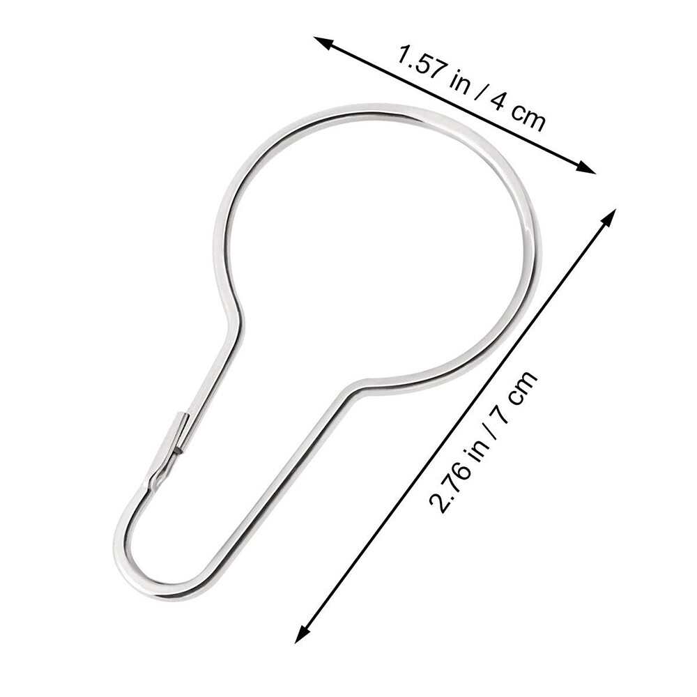 50 pcs Stainless Steel Shower Curtain Hooks Kitchen Bathroom Hook Rings ...