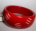 Vintage Bakelite Cherry Red W Slash Carved Bangle Bracelet 1" Wide ...