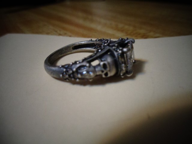 Large Sterling Silver 925 Gothic Macabre Skull Woman Ring Cubic ...