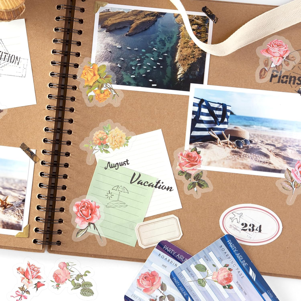 100 Pcs Rose Stickers Small Flower Stickers Rose Flower Vinyl Stickers ...