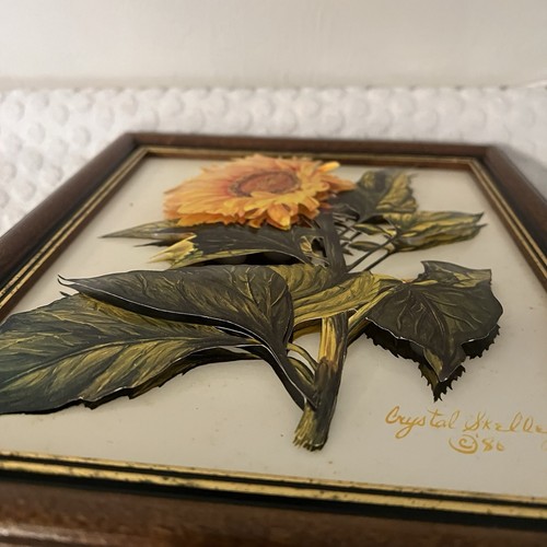 3D Paper "Sunflower" by Crystal Shelley – Signed – Wood Frame 1986 | eBay