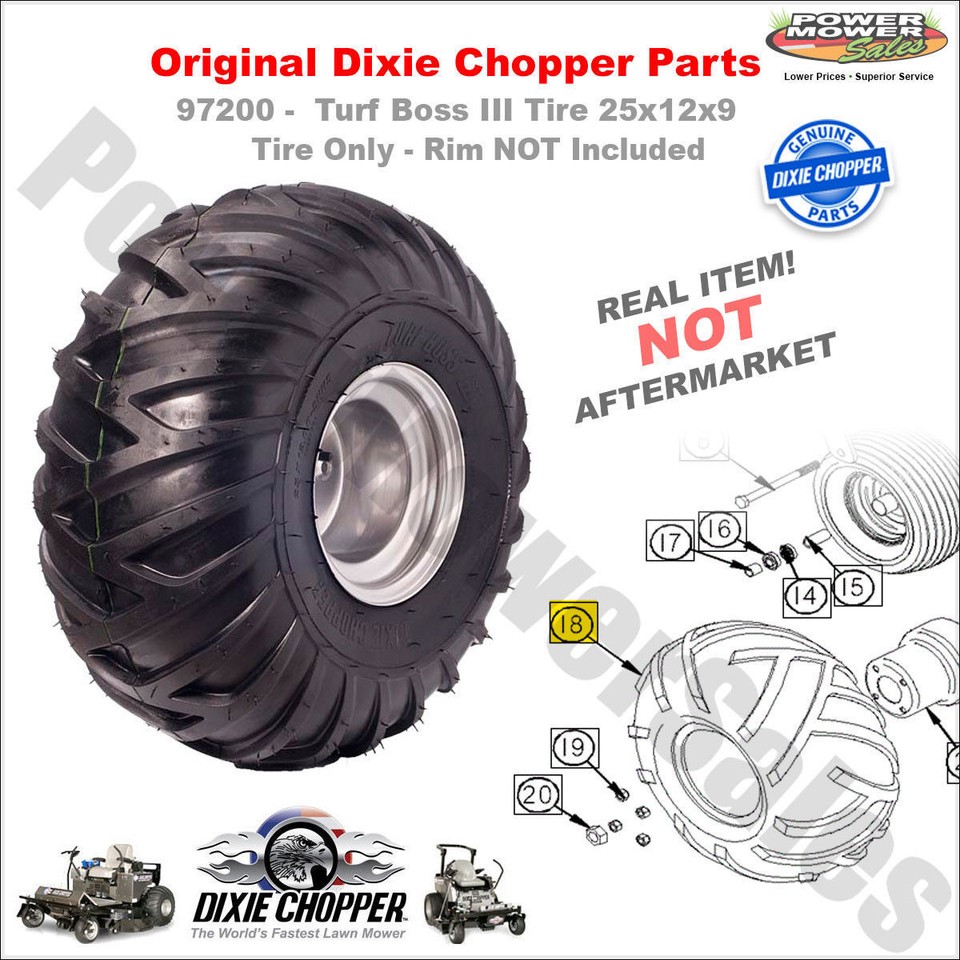 97200 Dixie Chopper 25" X 12" X 9" Turf Boss III Tire for 3066LP & More ...