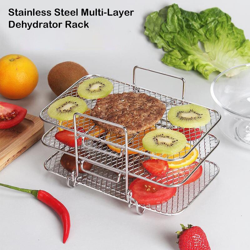 Air Fryer Rack Stainless Steel Multi-layer Dehydrating Rack Barbecue ...