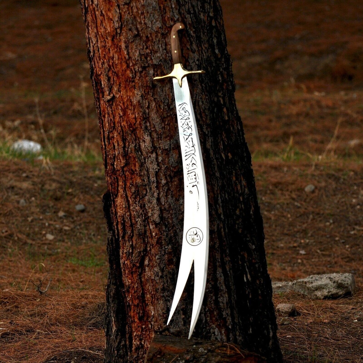 Espada Hazrat Ali Collar Zulfiqar De Plata Con Circonita, Colgante De