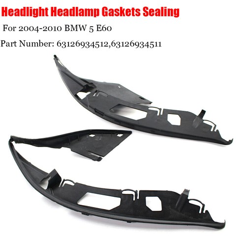 For BMW E60 525xi 528i 530i Pair Upper Headlight Gasket Seal Black Left ...