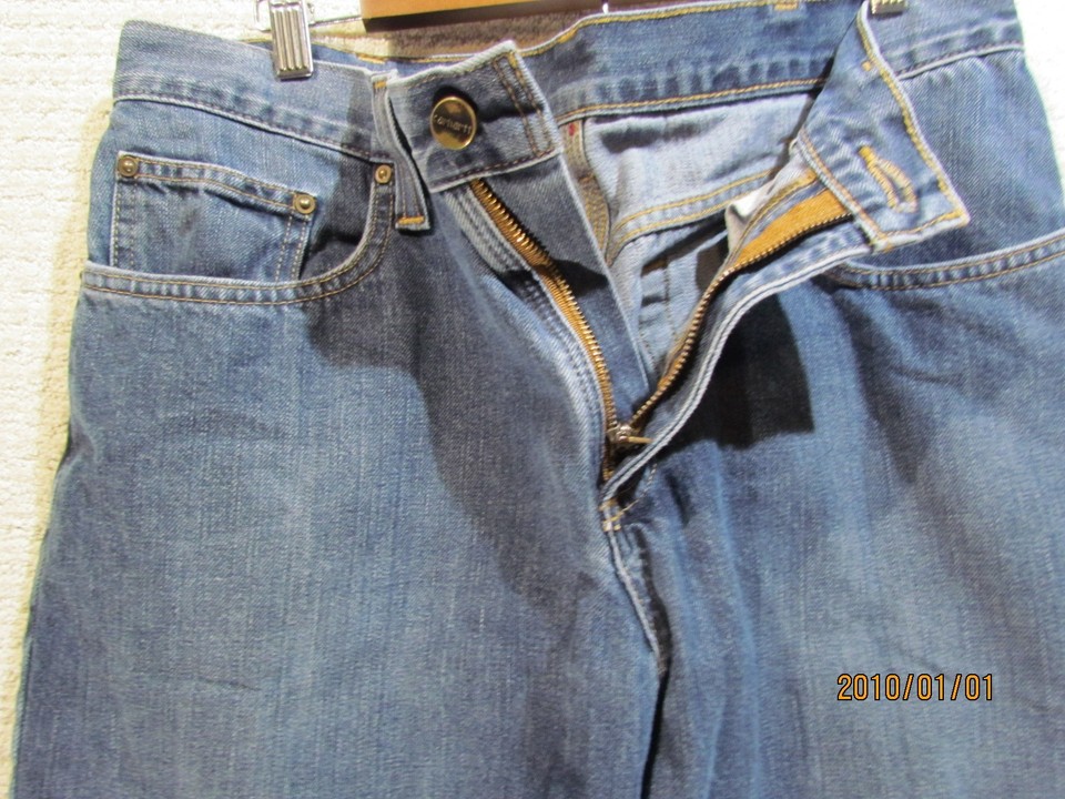 Carhartt Mens 32X28 Jeans Blue Relaxed Fit Straight Workwear Denim ...
