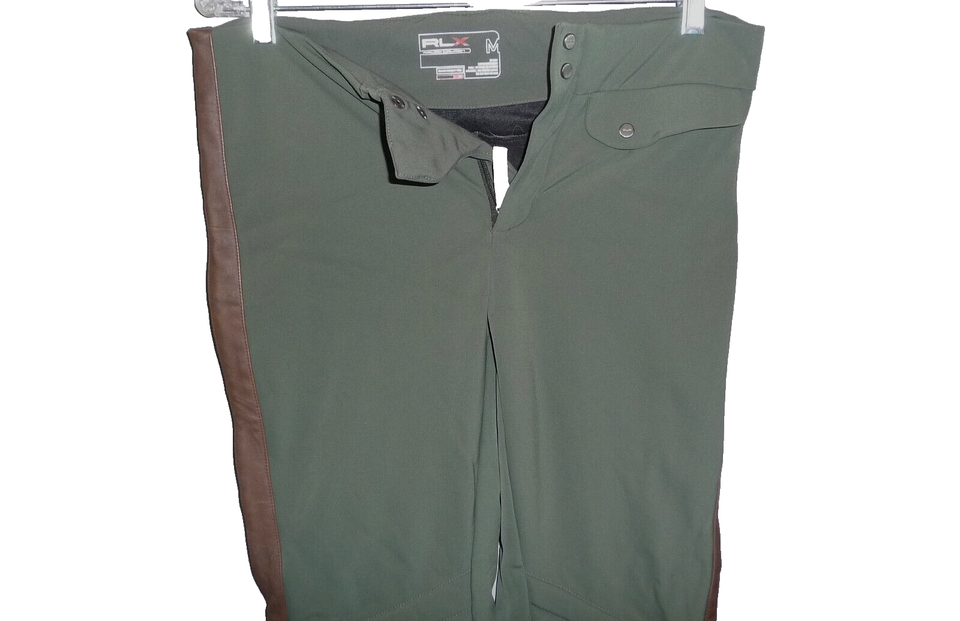 Ralph Lauren Polo RLX Ladies Green Ski Snowboard Pants Leather Accent ...
