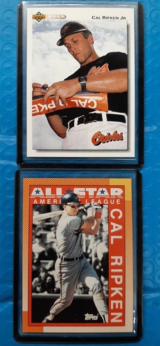 Cal Ripken Jr 1991 Upper Deck Card #165 & 1990 Topps AL All Star Card ...