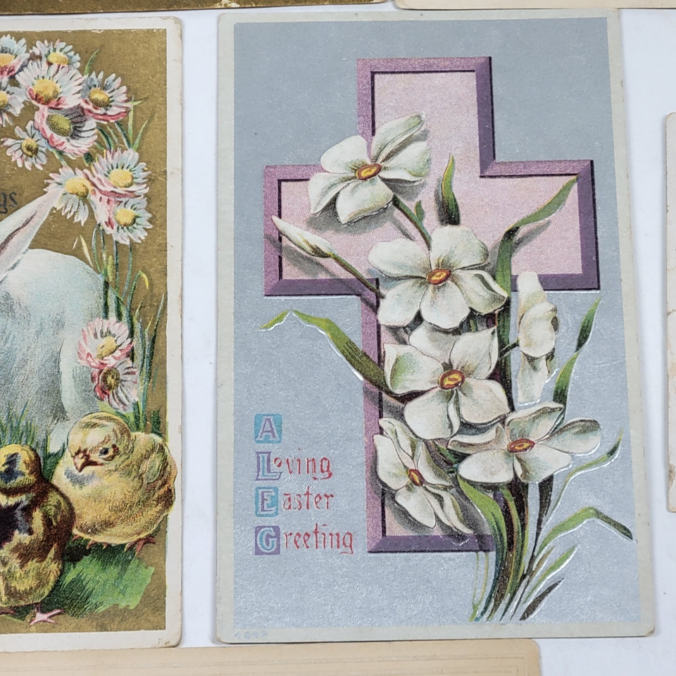 Easter Vintage Postcards Angel Bunny Chicks Flowers Embossed early ...
