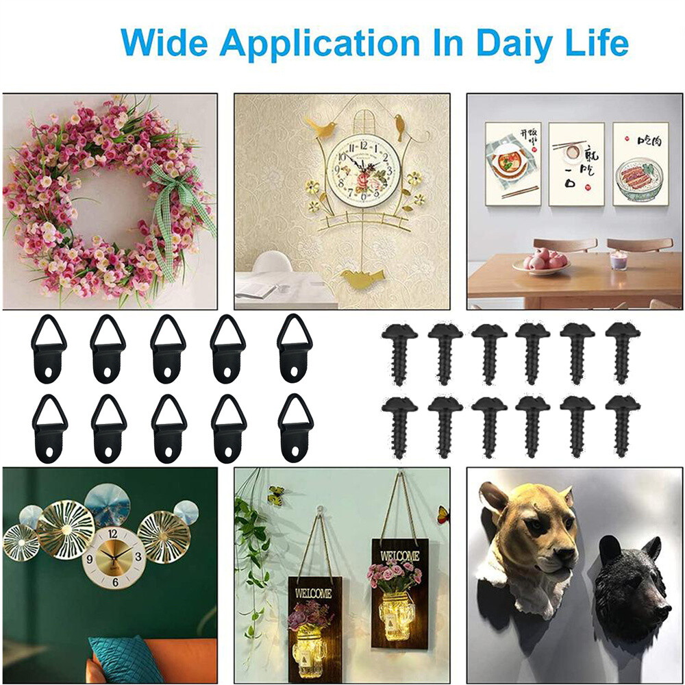 10x D Rings Picture Photo Frame Hanging Hooks Canvas Hook Fixings ...