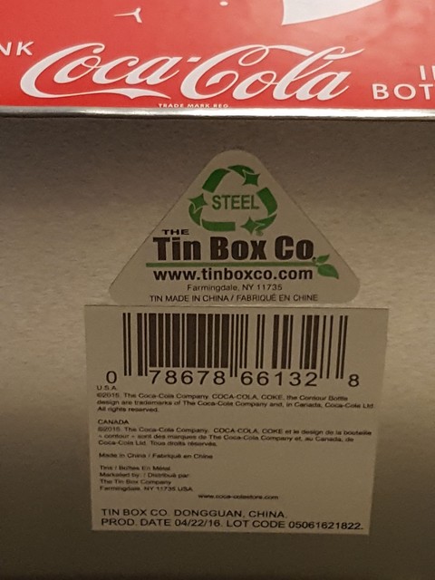 2015 Coke Coca-Cola Tin Box Company Canister Latch Top Refresh Your ...