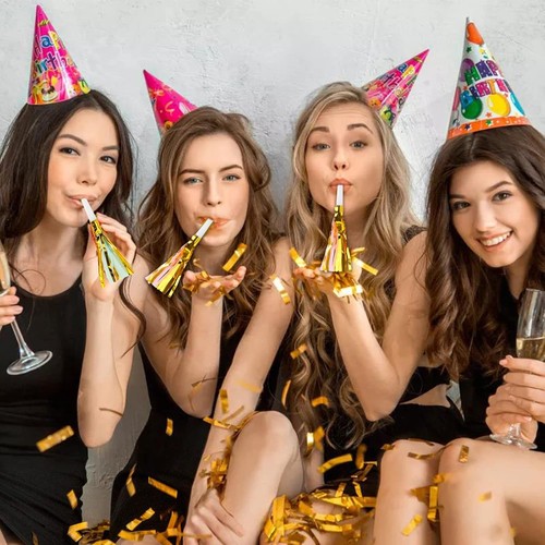 AVLA 60 Pack Gold Noise Maker, Glitter Metallic Fringed Musical ...