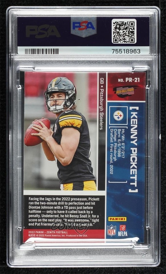 2022 Panini Zenith Pacific Revolution Kenny Pickett #PR-21 PSA 8 Rookie ...