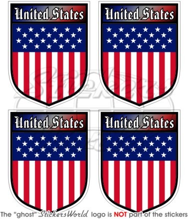 USA United States of America US Shield 50mm (2") Vinyl Bumper Stickers ...