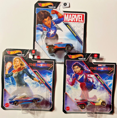 HOT WHEELS Character Cars Ms. Marvel, Captain Marvel, America Chavez ...