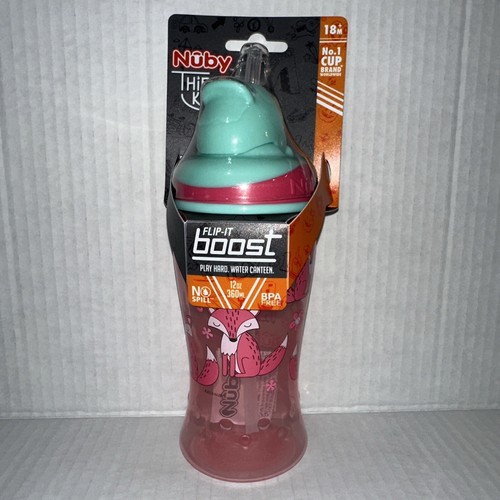 Nuby Thirsty Kids BOOST Flip-top Flex Straw Water Bottle - 12oz/BPA ...