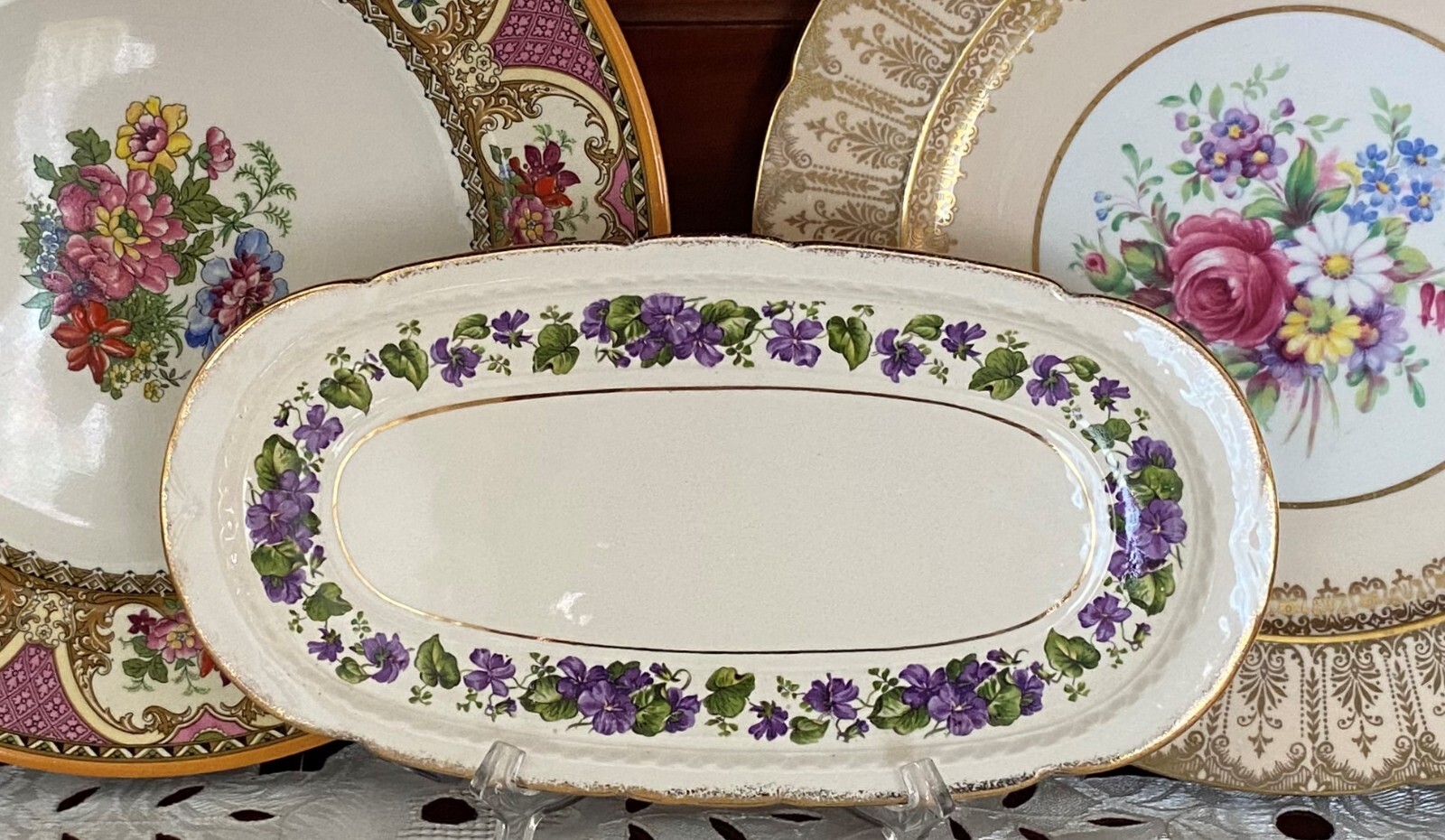 VINTAGE SWINNERTONS STAFFORDSHIRE ENGLAND "MAJESTIC VELLUM" CAKE PLATES ...