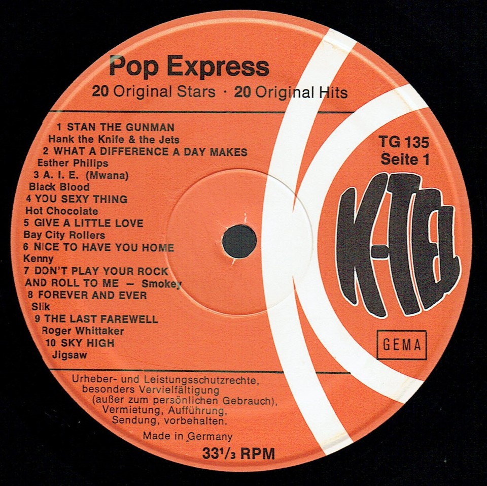 Vinyl, LP - Various – Pop Express - Kenny, Slik, Billy Swan, Jigsaw ...