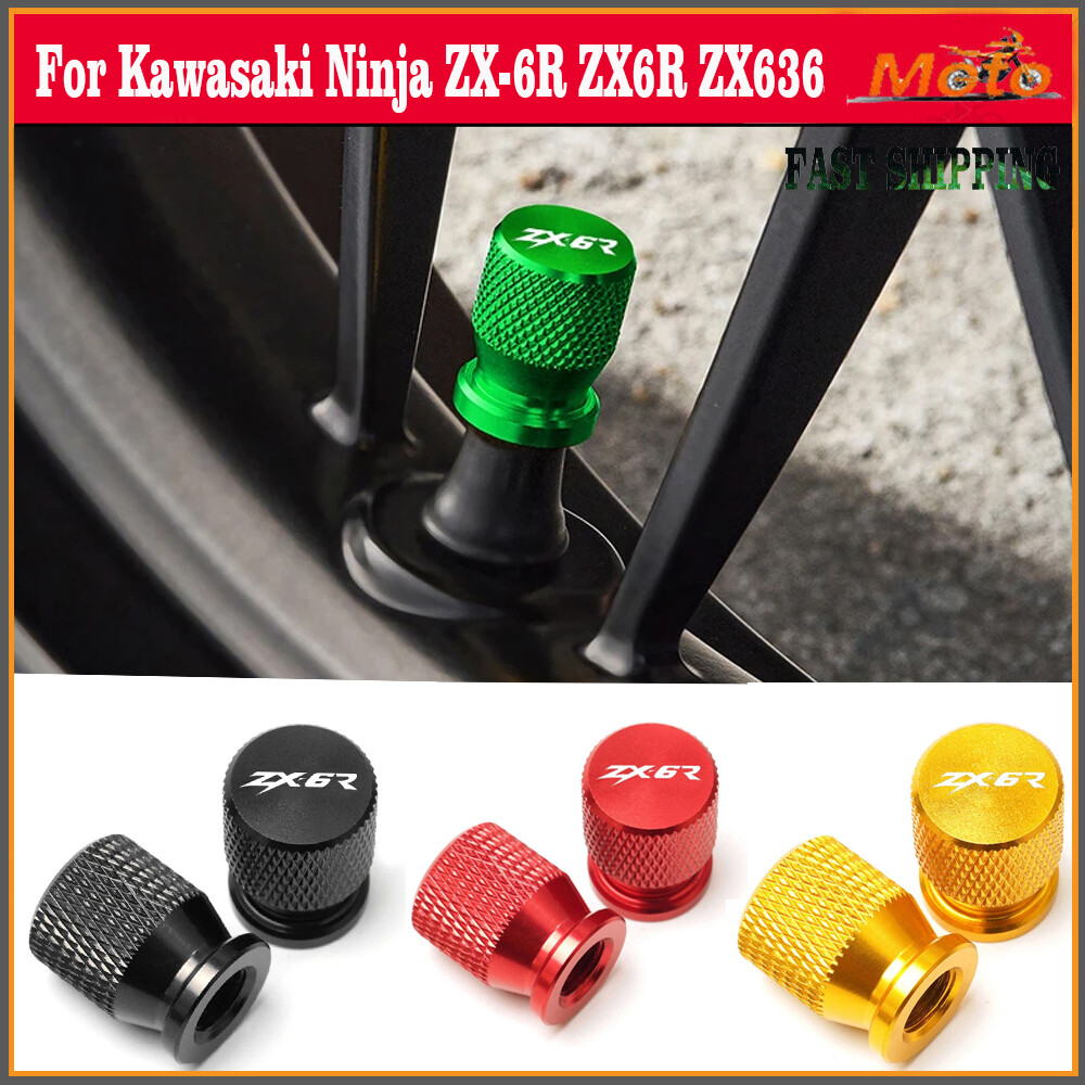 For Kawasaki Ninja ZX-6R ZX6R ZX636 CNC Tire Valve Stem Cover Caps New ...