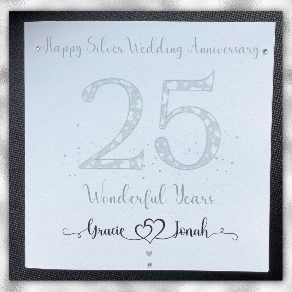 Personalised Silver Wedding Anniversary Card / 25th Wedding Anniversary ...