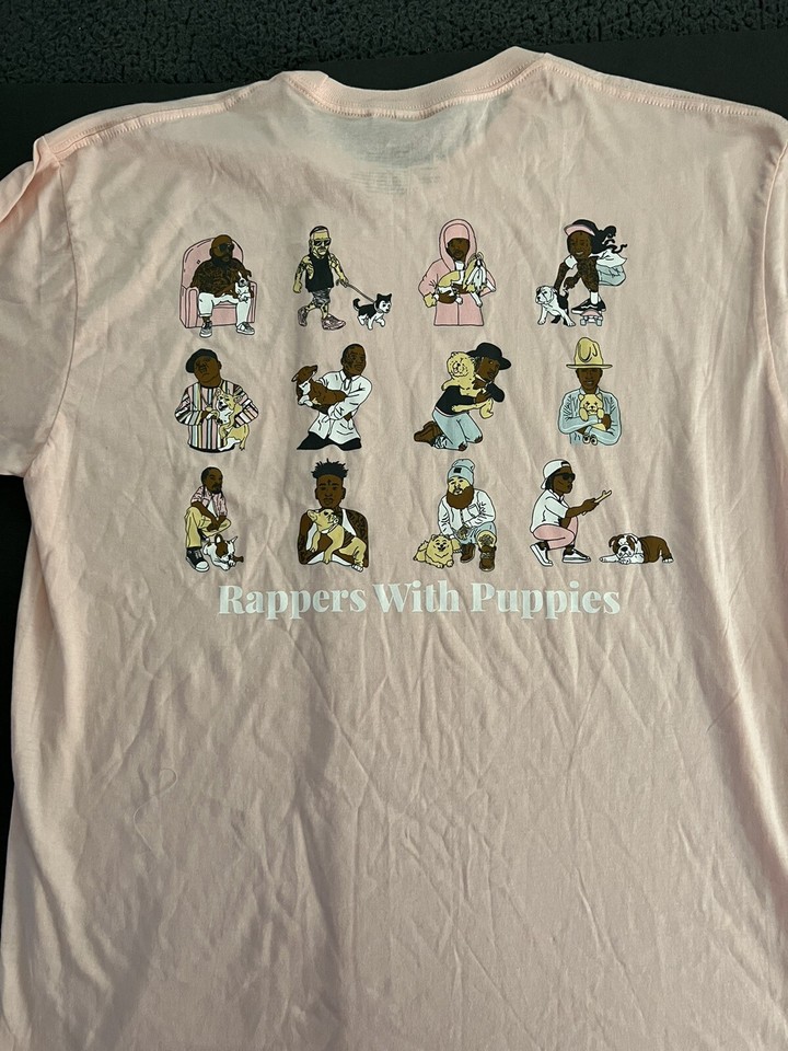 Dog Limited Rappers With Puppies Rare Hip Hop Pale Pink Tee Shirt Mens ...