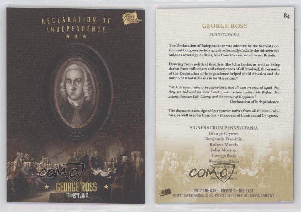 2017 The Bar Pieces of the Past Declaration of Independence George Ross ...