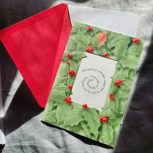 Picture People Photo Christmas Cards Box Of 12 Holographic Happy Holly ...