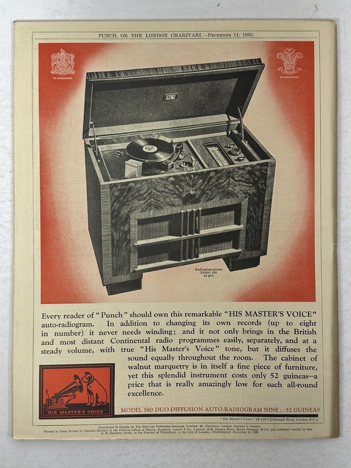 Punch Magazine - Dec 11, 1935 - Ads - London - Short Stories - History ...