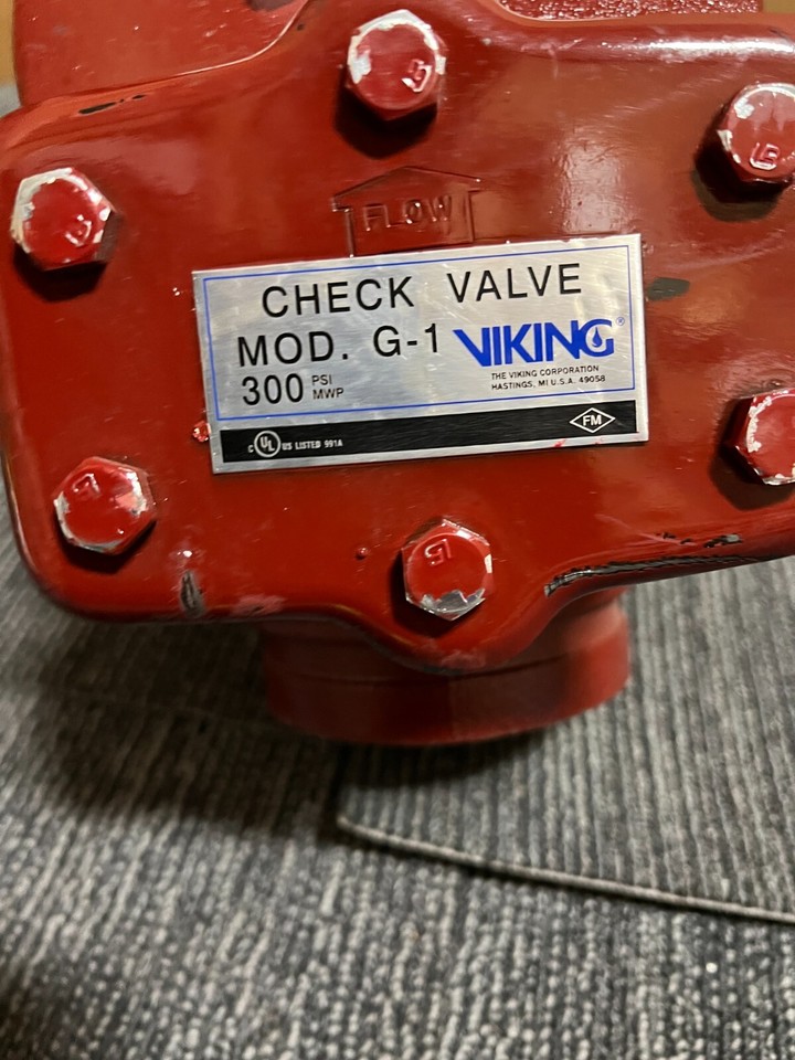 Viking G-1 Fire Sprinkler Swing Check Valve 4" Grooved End 300 PSI MWP ...