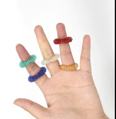 25 Pcs- Stress Relief Spiky Sensory Finger Acupressure Ring Fidget ...