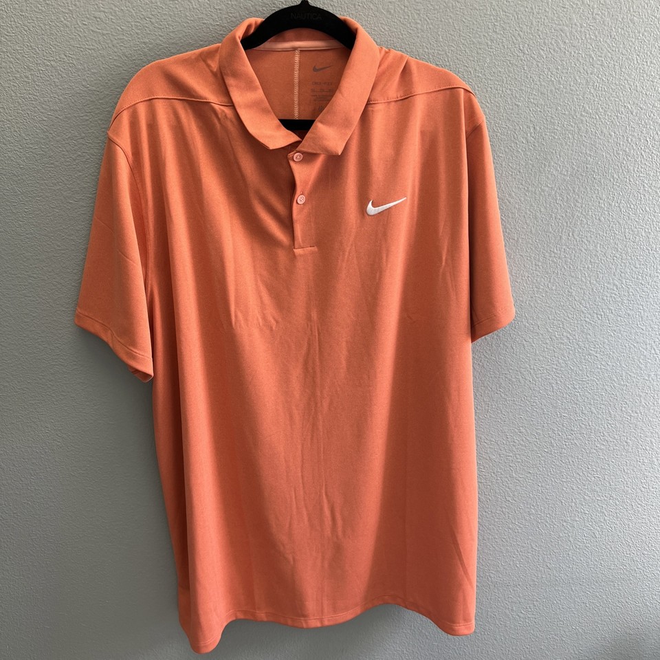 Nike Dri-FIT Victory Men's XXL Golf Polo Shirt (Peach/White Swoosh ...