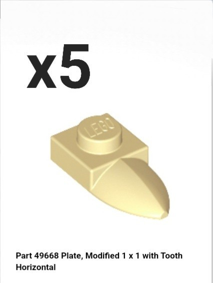 NEW LEGO 49668 x5 TAN Plate, Modified 1 x 1 with Tooth Horizontal ...