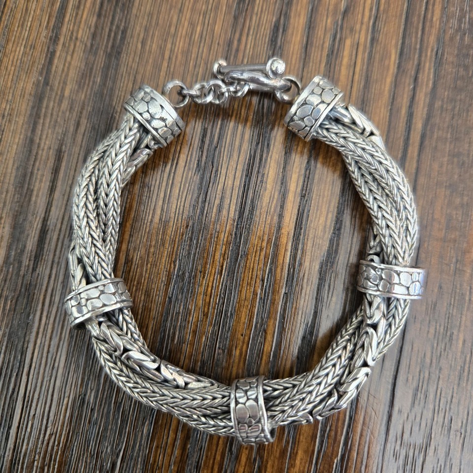 925 Sterling Silver Naga and Borobudur Braided Bali Bracelet With ...