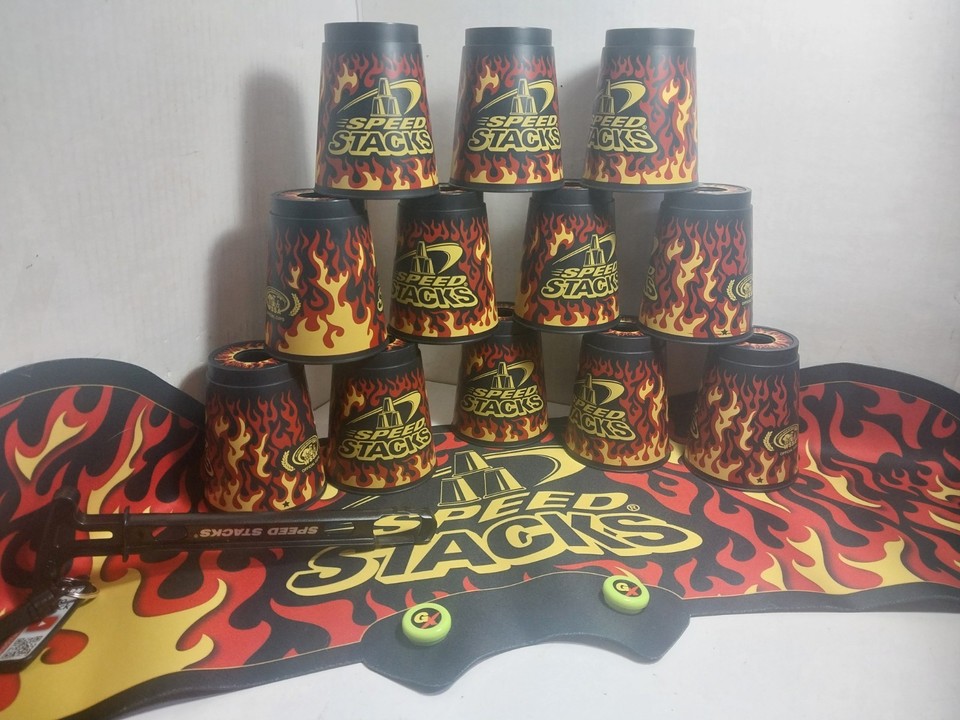 OFFICIAL WSSA SPEED STACKS CUP STACKING GAME SET BLACK FLAME, NEW, FREE ...