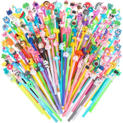 200 Pieces Cute Cartoon Gel Ink Pens Black Ink Cool Kawaii Animal Pens ...