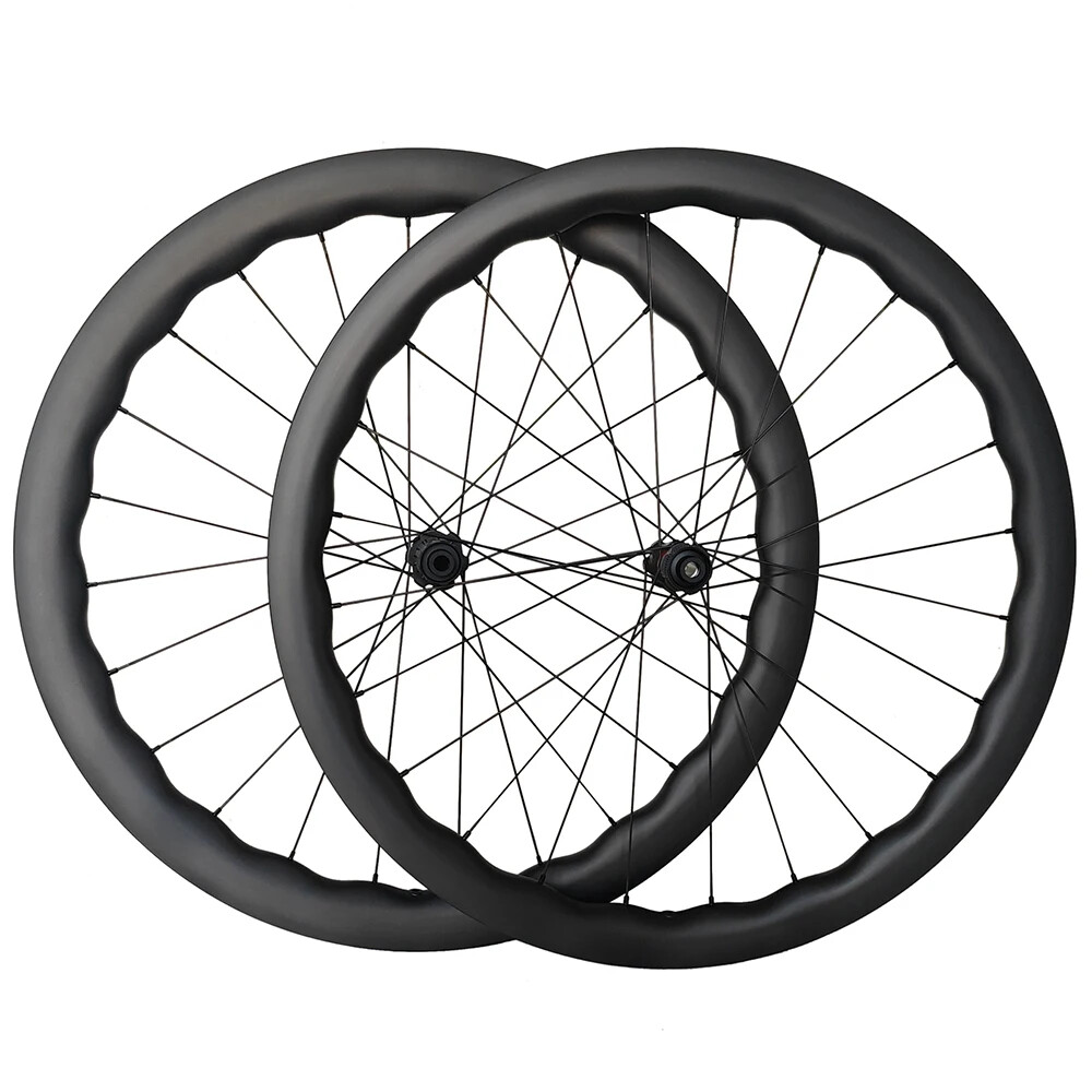 700c Carbon Fiber Gravel Road Bike Wave Wheelset Tubeless Clincher ...