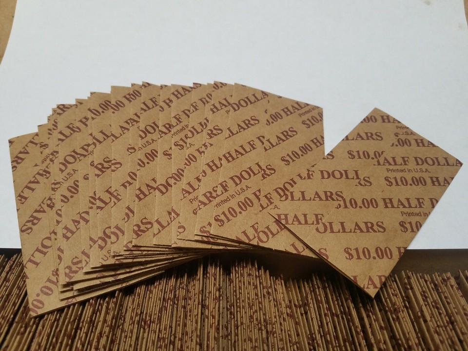 200 Pack Half Dollar, Pop-Open / Flat Paper Coin Wrappers. Tubes for ...
