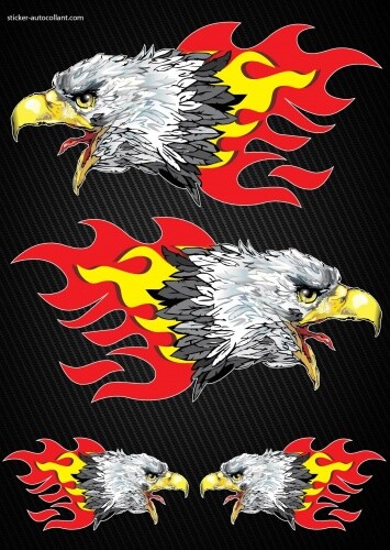 Stickers autocollants Moto Flames Aigles Format A4 | eBay