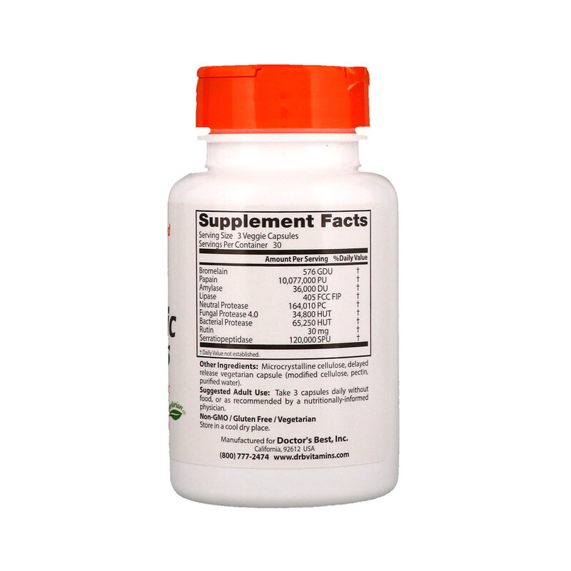 Doctors Best Proteolytic Enzymes Broad Spectrum Formulation 90 Veg ...