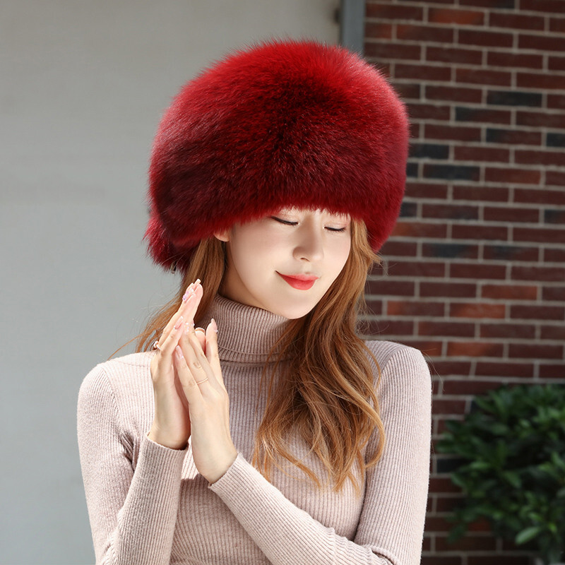 Women's Full Covered Real Fox Fur Hat Russian Ushanka Cossack Hat Warm ...