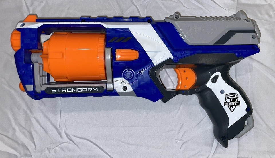 Nerf N-Strike Elite Strongarm Toy Blaster Rotating Barrel Slam Fire 6 ...