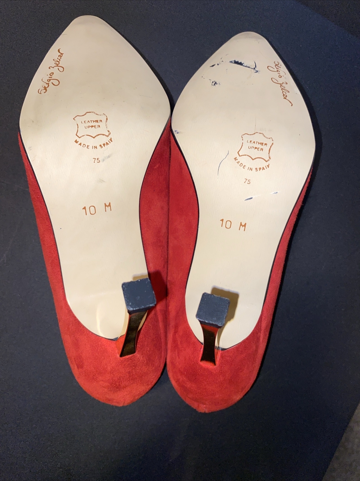 Spanish Leather Collection Vintage Red Suede Heels It… - Gem