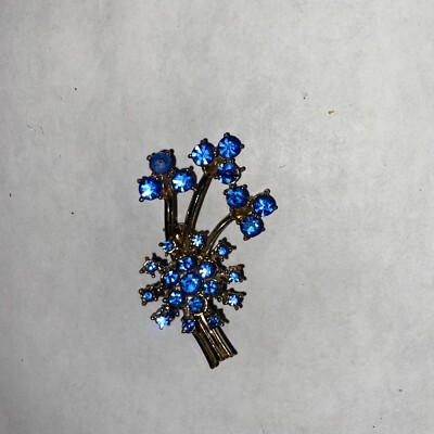 Vtg Coro Blue Glass Floral Brooch | eBay