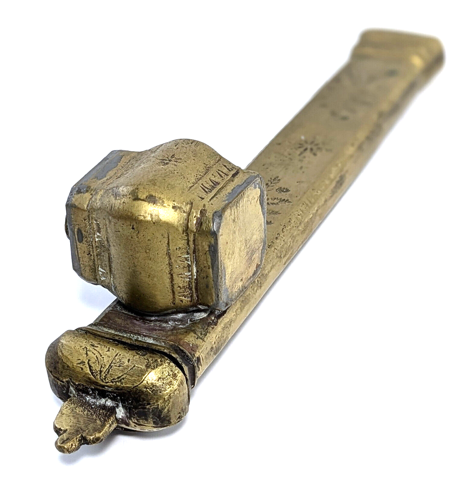 Antique Ottoman Turkish Traveling Scribe Brass Box Quill Pen Inkwell ...