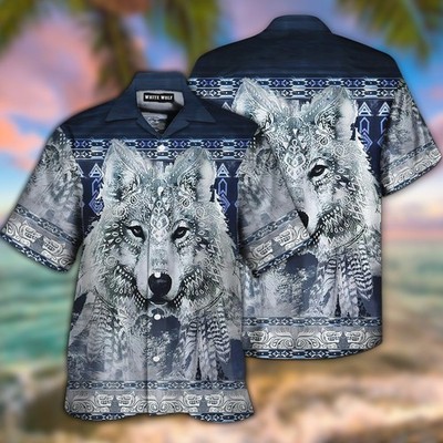 Native American White Wolf Hawaiian Shirt | eBay