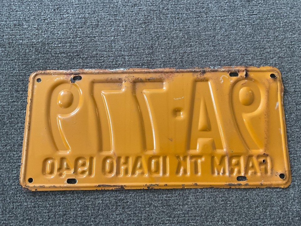 RARE 1940 IDAHO FARM TRUCK LICENSE PLATE GREEN TOUCH UP TOUGH PLATE TO ...