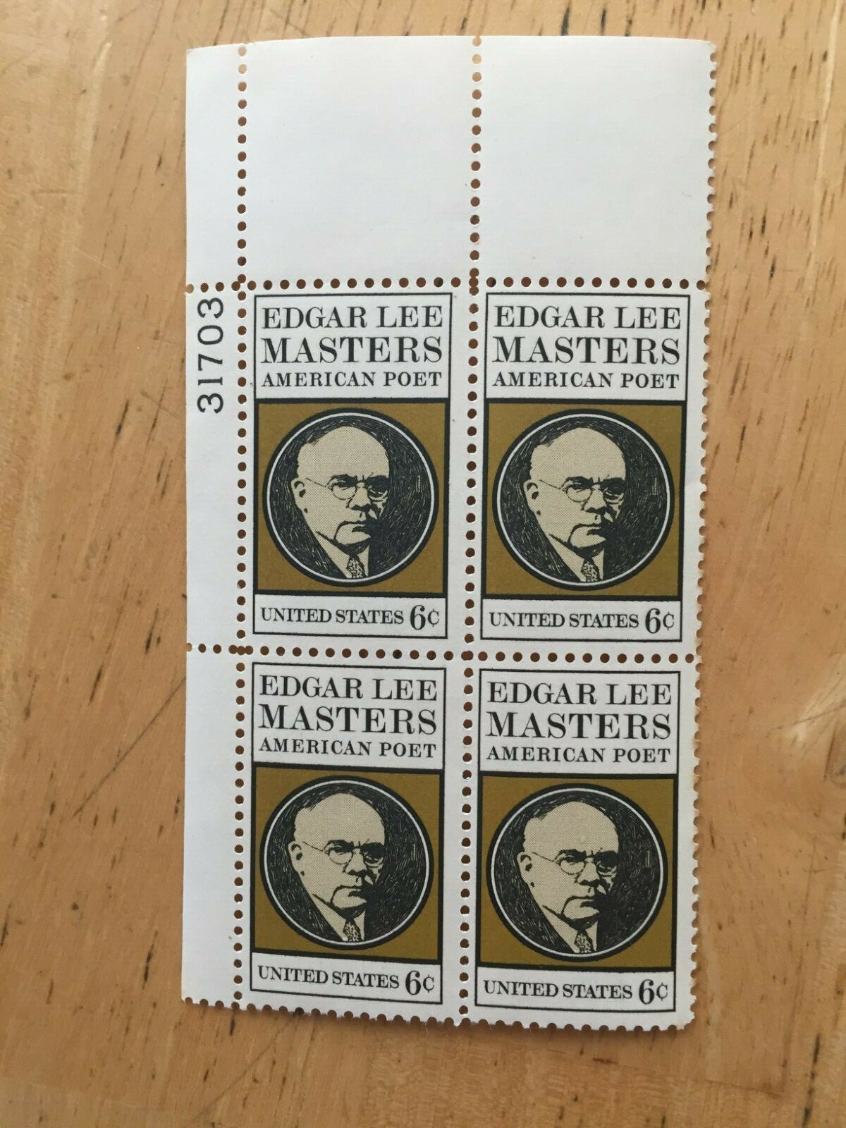 Scott 1405 US Stamp 1970 6c Edgar Lee Masters Plate Block of 4, MNH | eBay