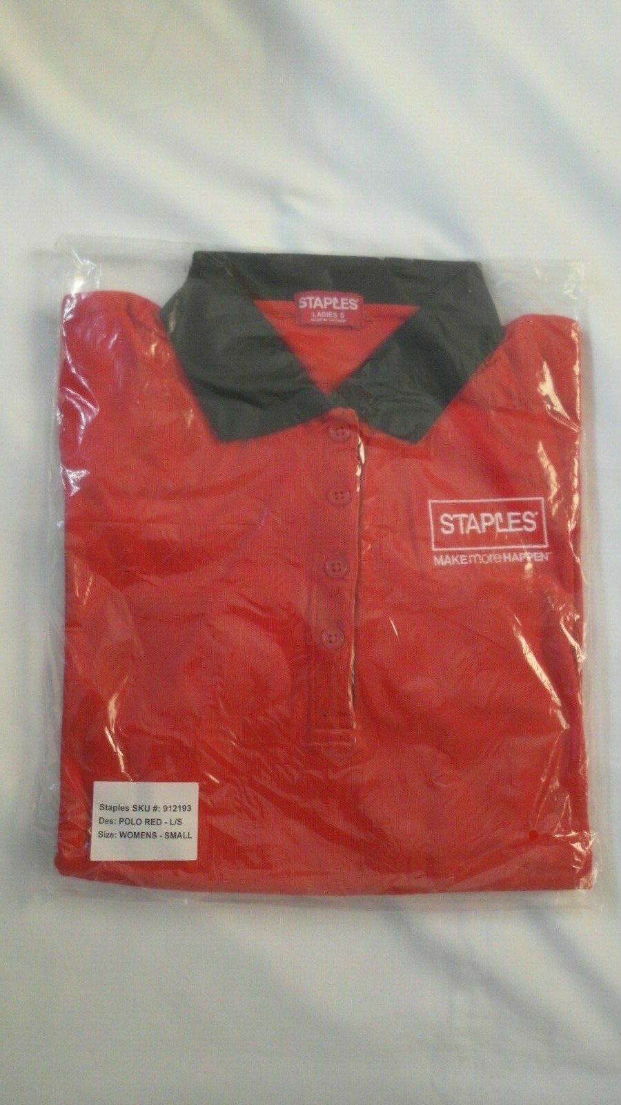 Staples Ladies / Women's Long Sleeve "Make More Happen" Polo Shirt Size ...