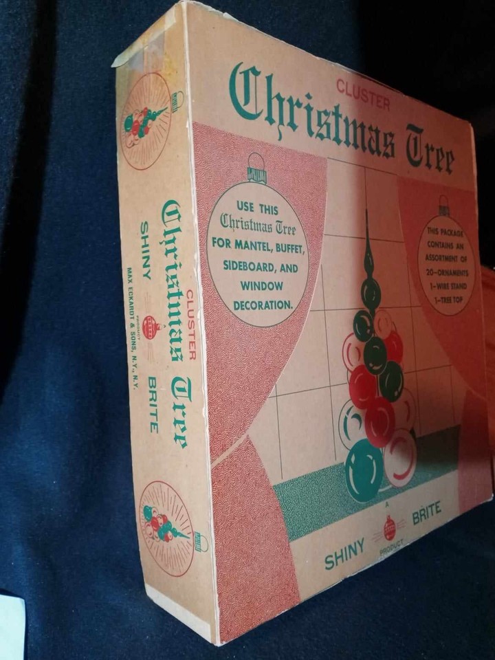 Vtg Shiny Brite Cluster Christmas Tree 20pc Ornament Centerpiece Topper ...